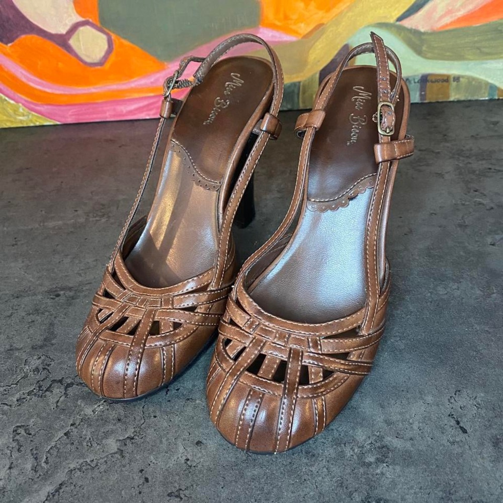 Miss Bisou Brown Strappy Heels - Gem